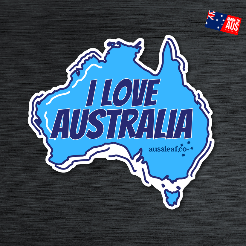 I Love Australia Map UV Vinyl Bumper Sticker [Limited Edition] – AussieAF